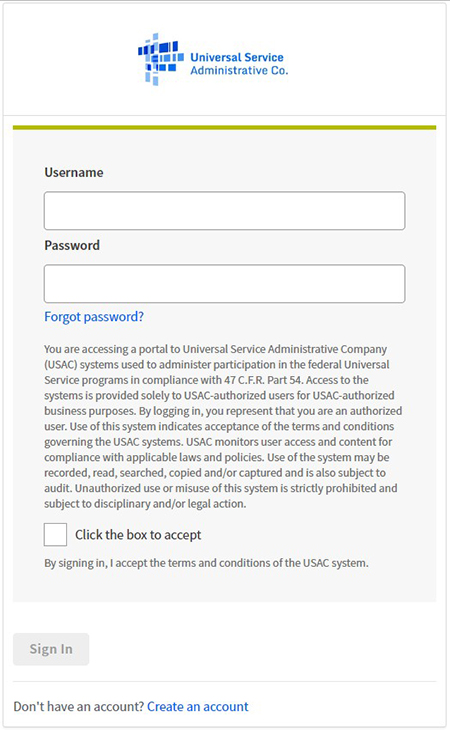 Password Reset and Requirements - Universal Service Administrative Company